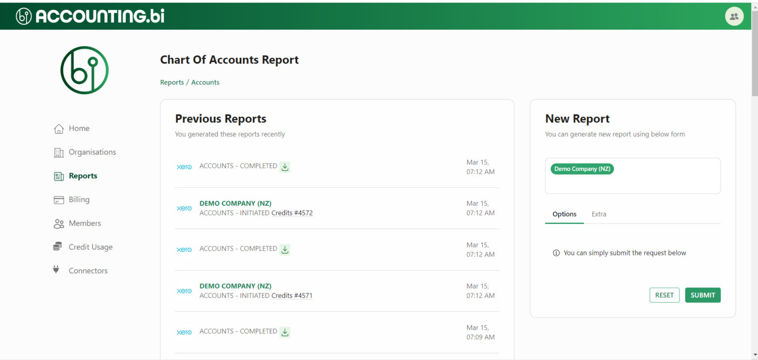 HOW TO CALL YOUR CHART OF ACCOUNTS REPORTS FROM XERO TO ACCOUNTINGBI