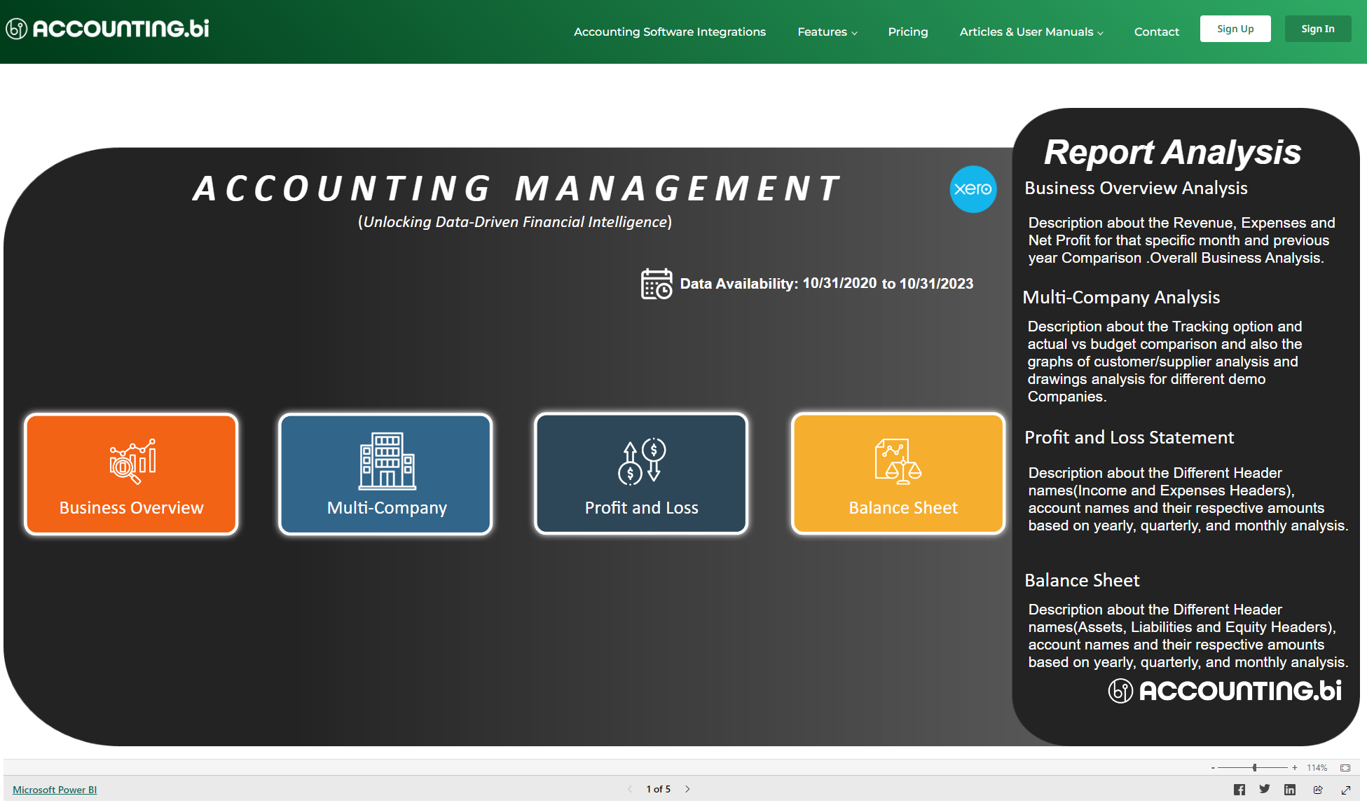 Template dashboards - Accounting BI